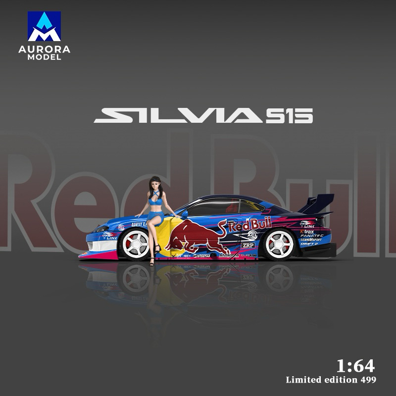 Aurora Model 1/64 LBWK Super Silhouette Nissan Silvia S15 - RedBull Livery W/ Figure | Shopee ...