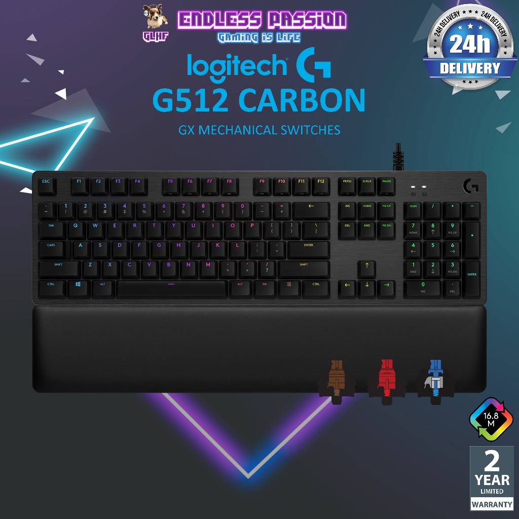 Logitech G512 RGB Backlit Mechanical Gaming Keyboard with GX Switch ...