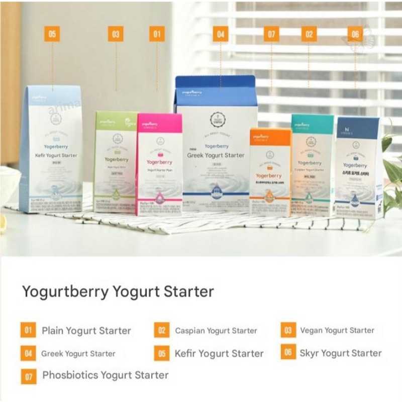 [Yogurberry☆Korea] 6-Type Yogurt Starter Powder (Plain, Yoplay, Caspian ...
