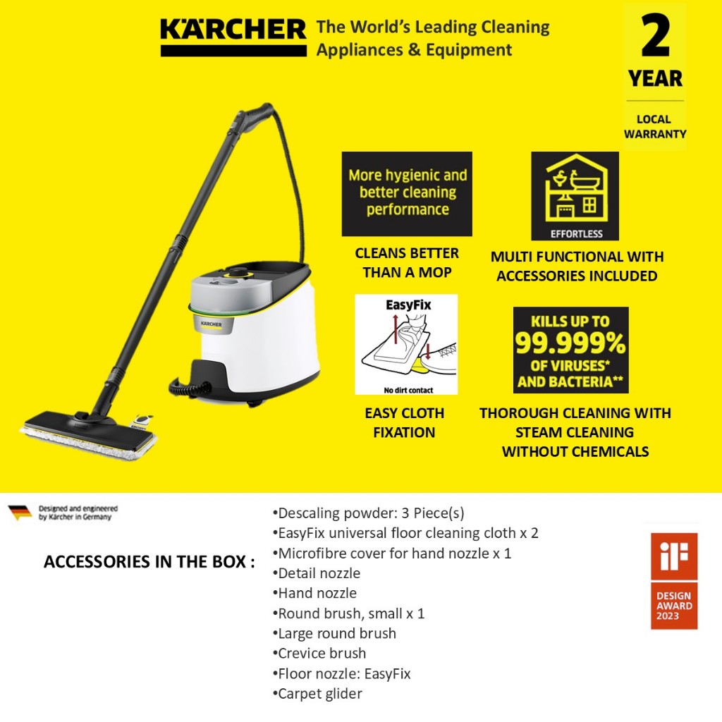 KARCHER Steam Cleaner SC 4 Deluxe Plus with detachable water tank and ...
