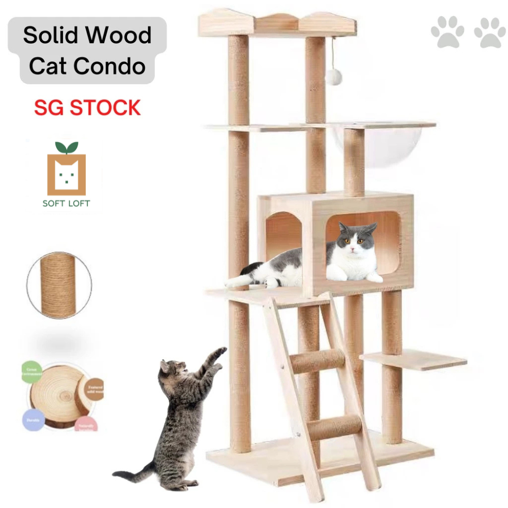 Solid Wood Cat Condo Cat Scratch Post / Cat Scratch Condo /Pet Condo ...