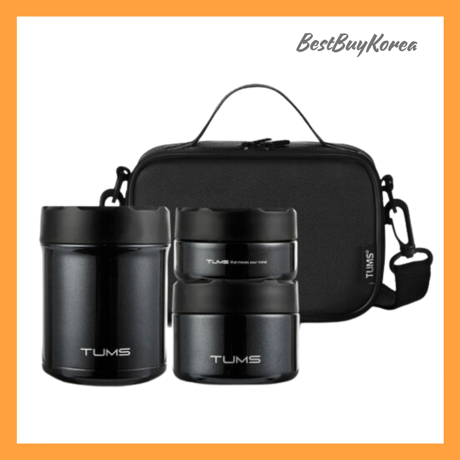 Tums Black Shine Thermos Lunch Bag 500ml + 350ml + 250ml Set | Shopee ...