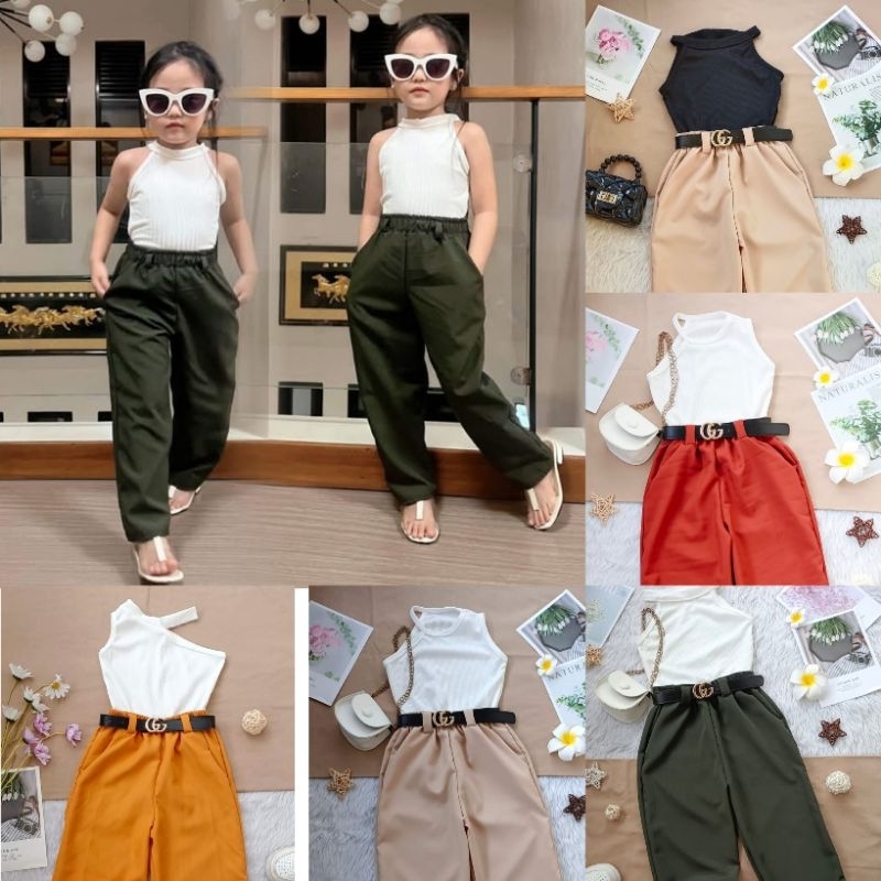 Trouser Tank top Terno for kids/trouser Terno kids Girl | Shopee ...