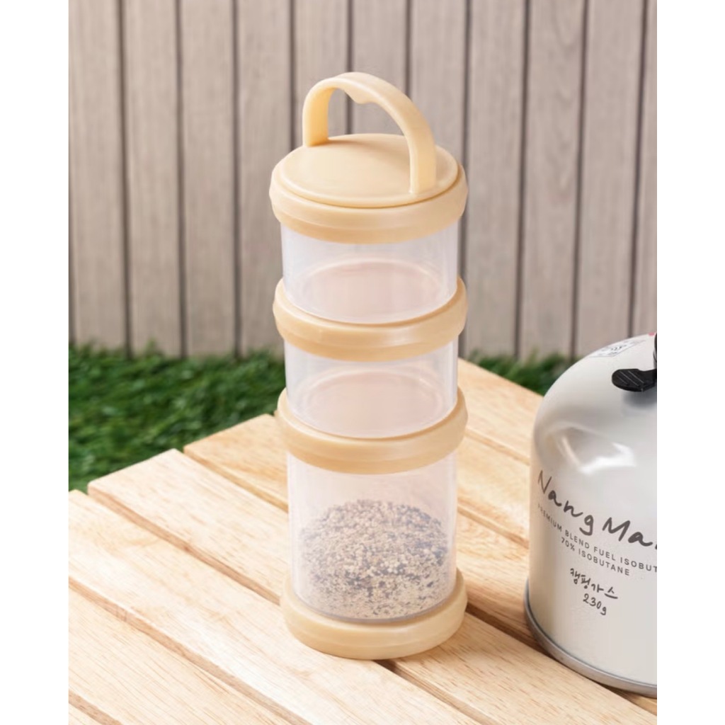 [Daiso Korea] Camping Stackable Seasoning Container (3-Tier) | Compact ...