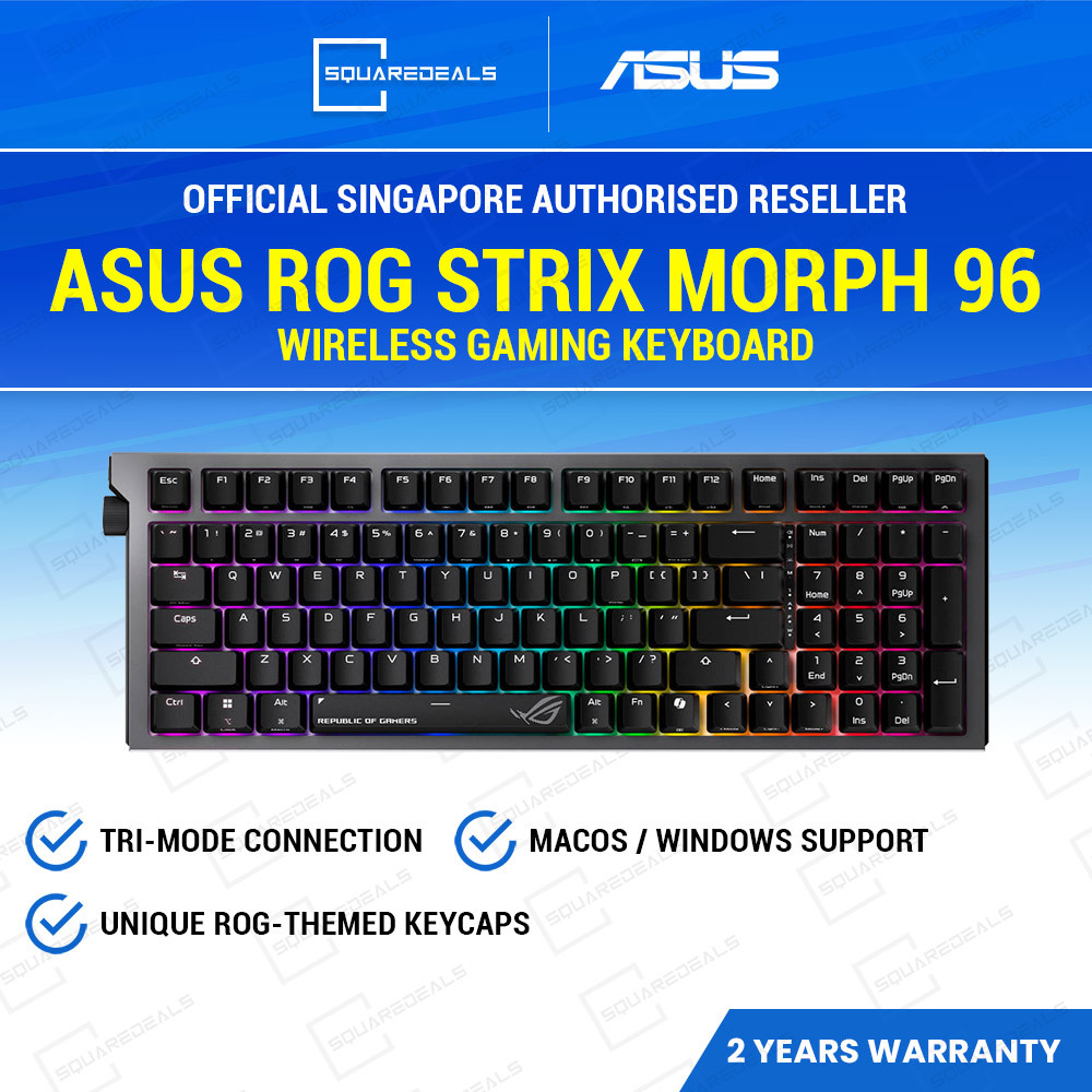 Asus ROG Strix Morph 96 Wireless Gaming Keyboard Tri-mode Connectivity ...
