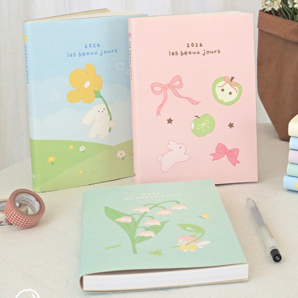 KOREA 2026 LES BEAUX JOURS Diary +Zipper PVC Cover Monthly Weekly Daily ...