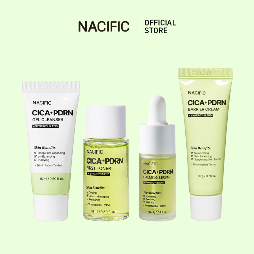 NACIFIC Cica PDRN Mini Skincare Set (Gel Cleanser, Toner, Serum, Cream ...