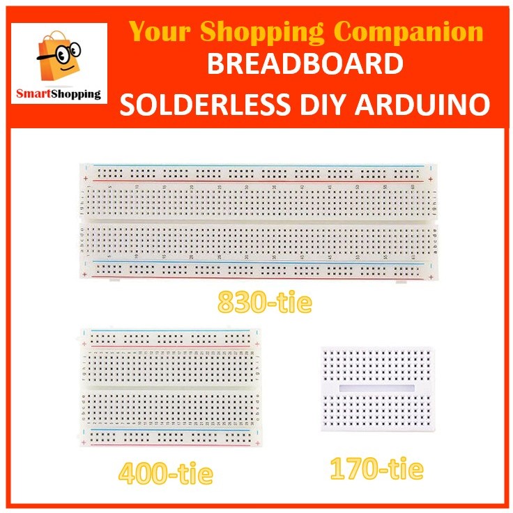 Breadboard Bread Board Solderless 170 400 830 Tie Points Contacts DIY ...