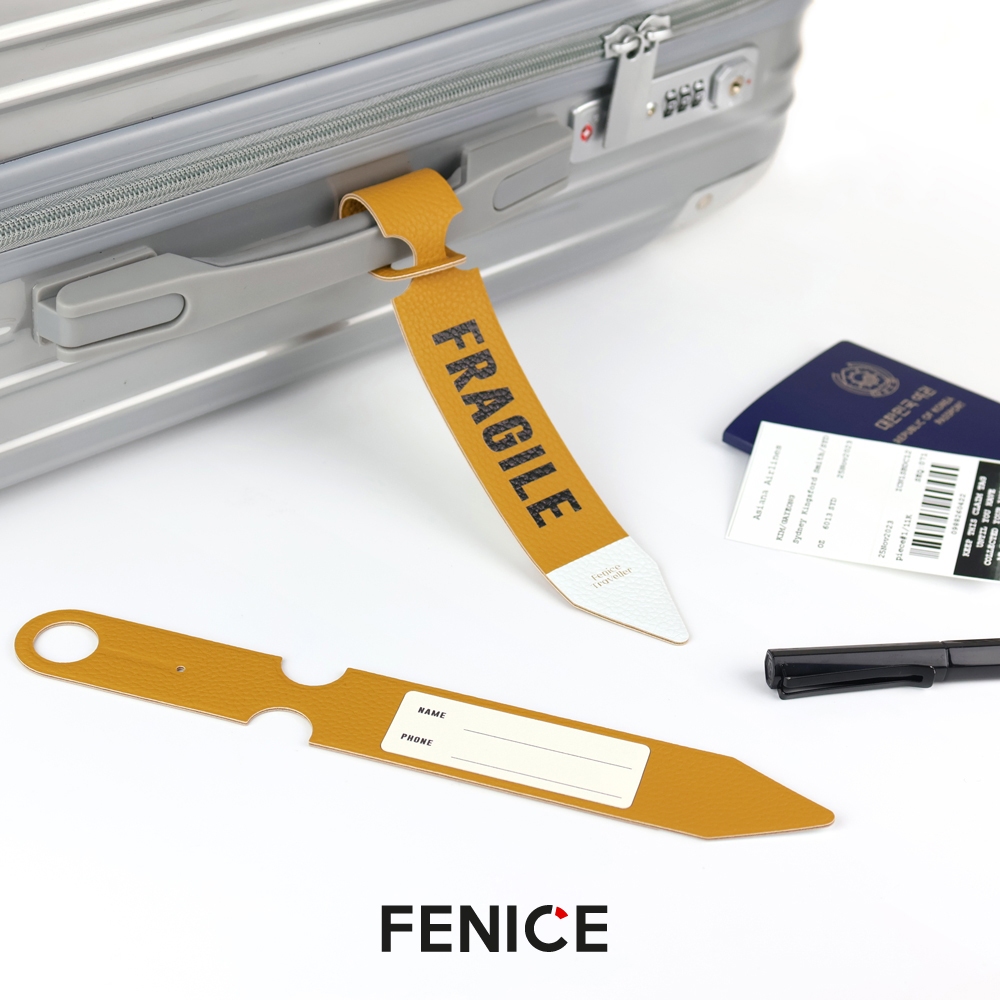 FENICE Vegan PU Leather Fragile Priority Luggage Tag Label for Suitcase ...