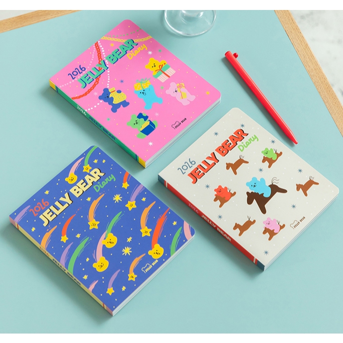KOREA 2026 JELLY BEAR DIARY + 2 STICKERS - monthly weekly planner ...