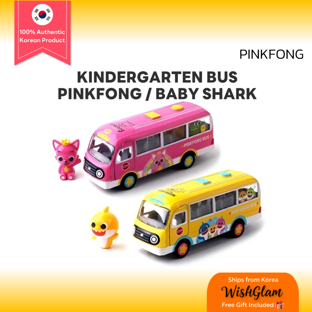 Pinkfong Baby Shark Kindergarten Bus Pull-Back Mini Car Toy with 1 ...