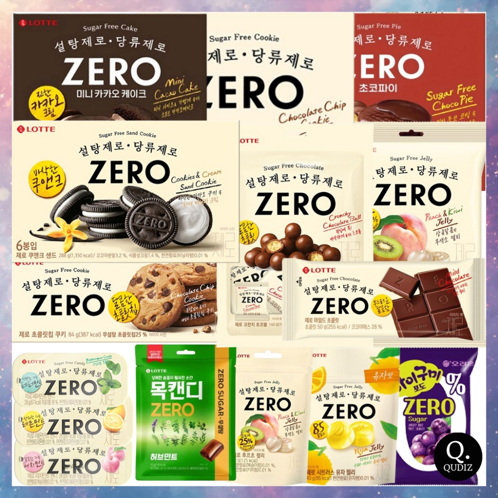 LOTTE Korean Snack Assortment Zero Sugar Cookies Cake Jelly Candy Choco ...