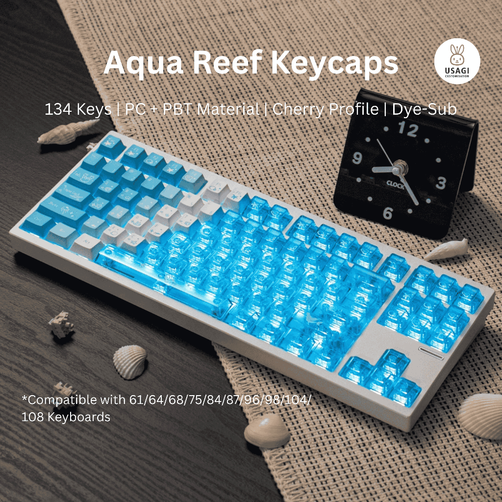 Aqua Reef Keycaps | Cherry Profile | PC + PBT Dye-Sub | Royal Kludge ...