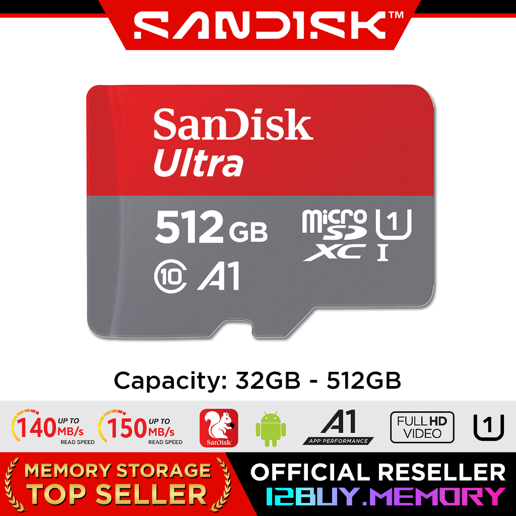 SanDisk Ultra MicroSD Card U1 Full HD 32GB 64GB 128GB 256GB 512GB QUA4 ...