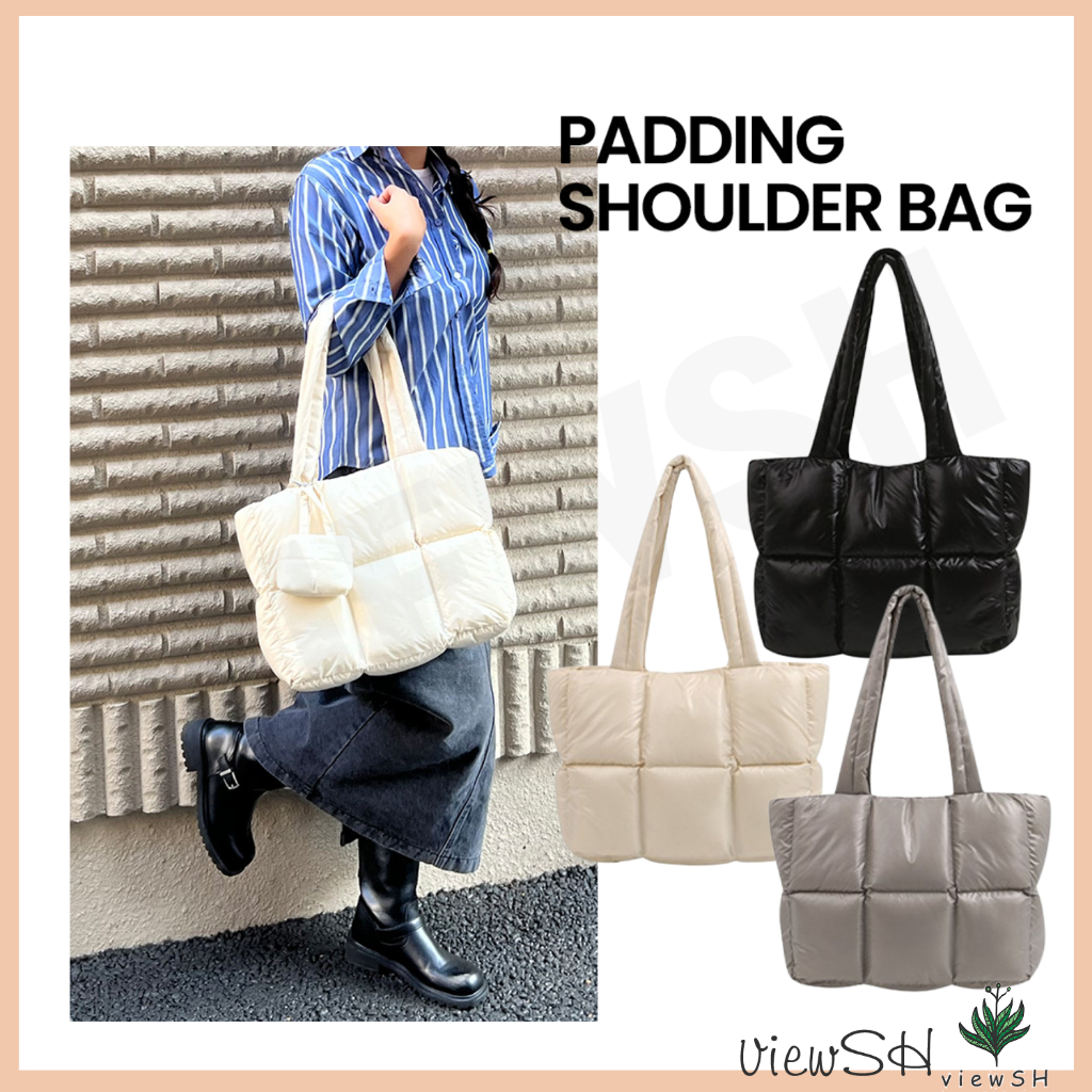 [SHOOPEN] Padding Shoulder Bag | 3color 100% Korea Product | Shopee ...