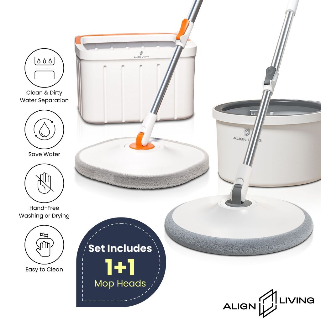Align Living Clean Water Spin Mop with Stainless Steel Handle | Kitchen ...