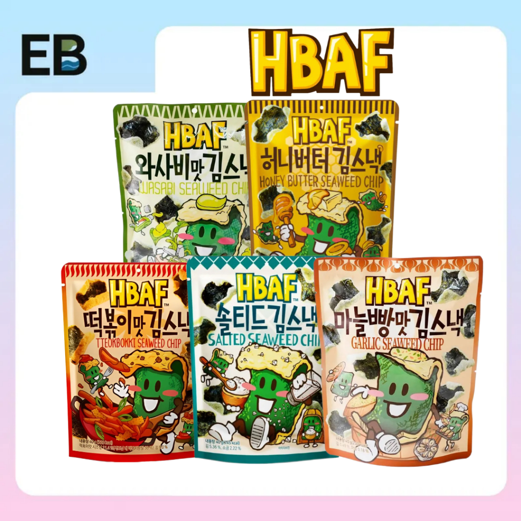 [EB]HBAF Korean Seaweed Chips 40g – Garlic Bread / Tteokbokki / Wasabi ...
