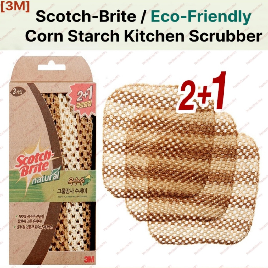 [3M] Scotch-Brite Corn Mesh Scrubber 2+1 / Biodegradable Eco-Friendly ...