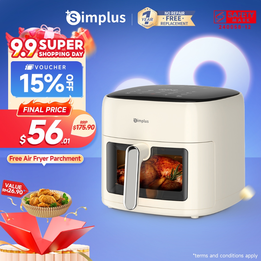 Simplus Air Fryer | 6.5L Large Capacity | 1500W Power | Non-Stick ...