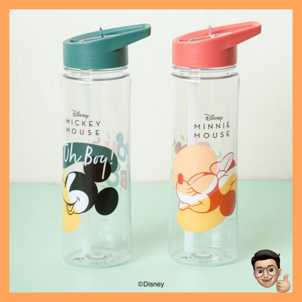 Disney Mickey & Minnie Cold Water Straw Bottle 600ml (For Cold Drinks ...