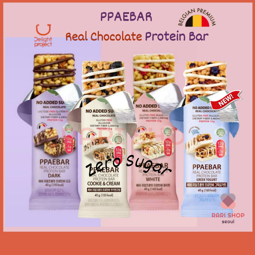 [Olive Young] Zero Sugar Protein Bar (40g) Dark | White ㅣ Cookies and ...