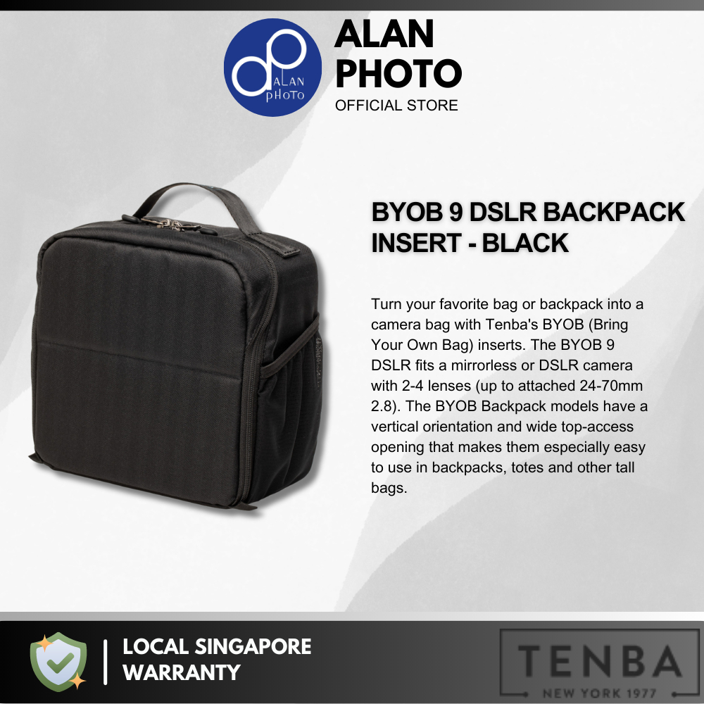 Tenba BYOB 9 DSLR Backpack Insert - Black [636-622] Camera Bag | Shopee ...