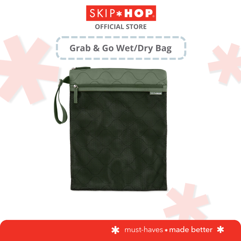 Skip Hop Grab & Go Wet/Dry Bag Dark Sage | Diaper Bag Waterproof Travel ...