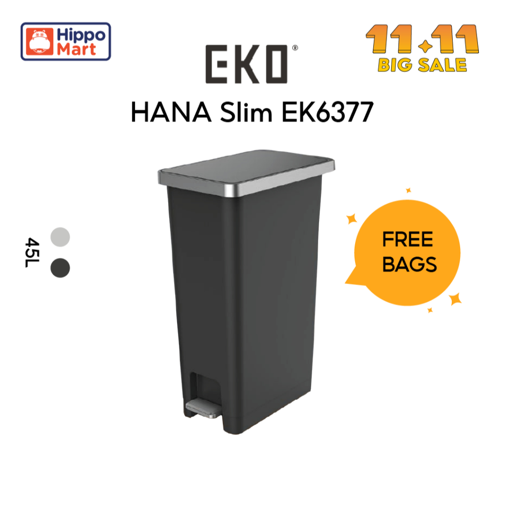 EKO Pedal Dustbin | HANA Slim | 45L | EK6377 | Trash Bin | Rubbish Bin ...