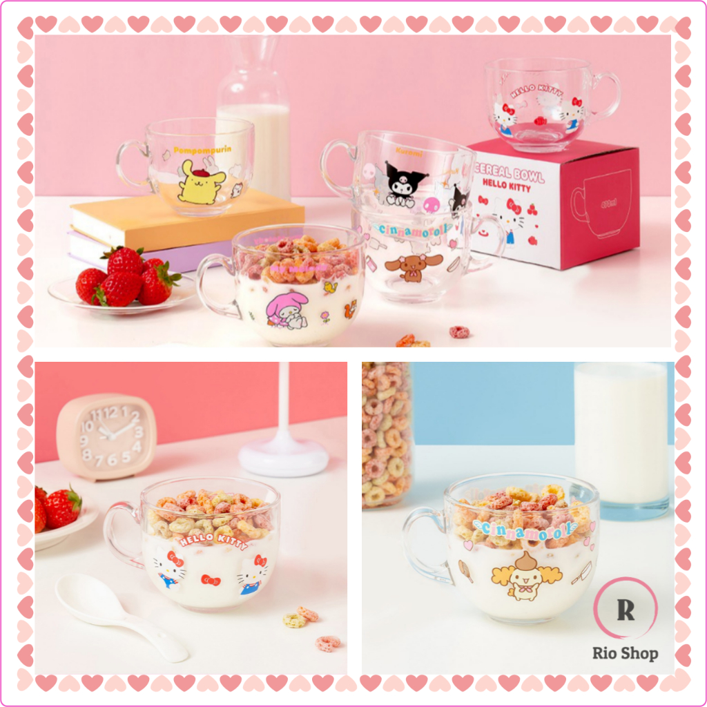 Sanrio x Characters Cereal Bowl Hello Kitty My Melody Kuromi ...