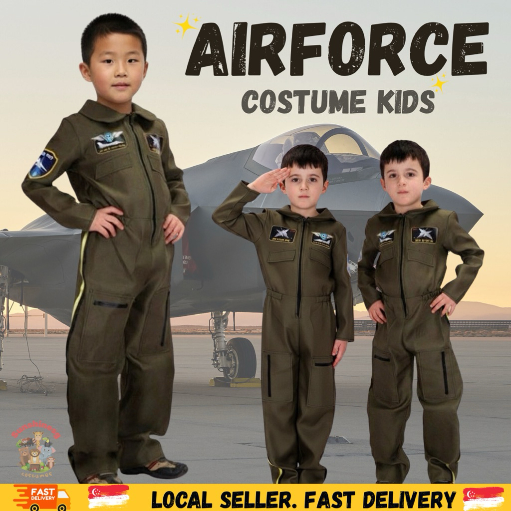 [SG] Children Costume Air Force Pilot Uniform F16 F15 Fighter Jet ...