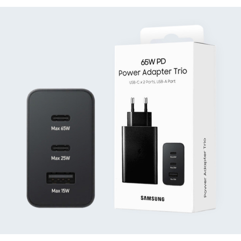 Samsung - 65W PD Power Adapter Trio (USB-C 2 ports, USB-A port ...