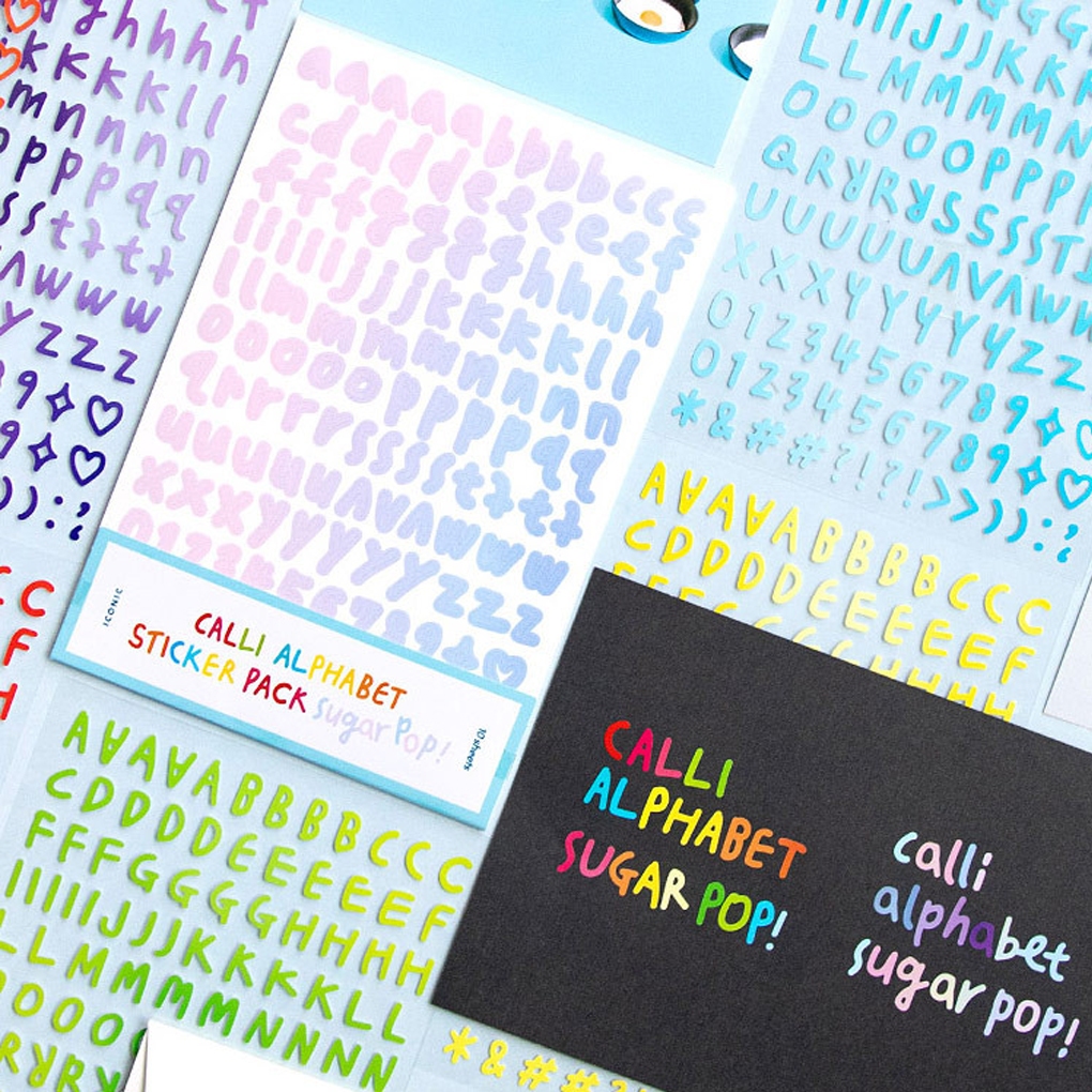ICONIC 10 Sheets Calli Alphabet and Numbers Sugar Pop Sticker _ Planner ...