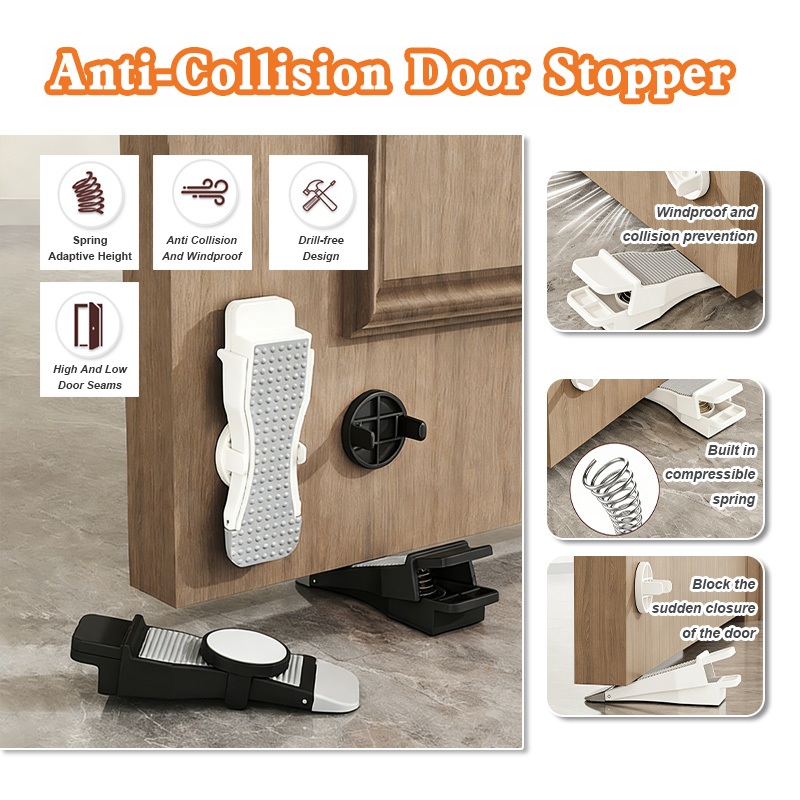 Adjustable Spring Door Stopper Anti-Collision Silicone Non Slip Door ...