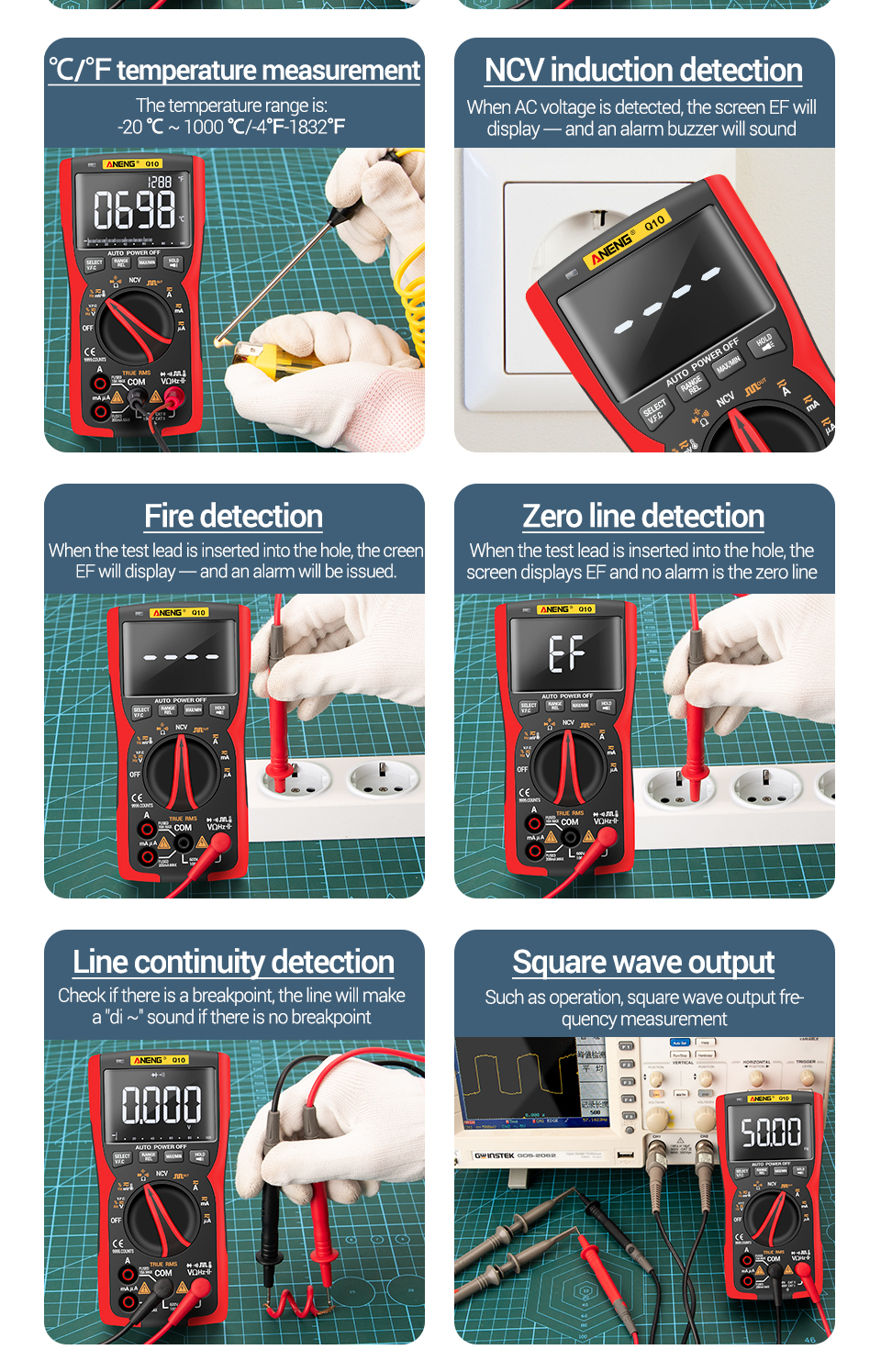 Aneng Q10 Digital Multimeter 9999 Profesional Tester True Rms Analog ...