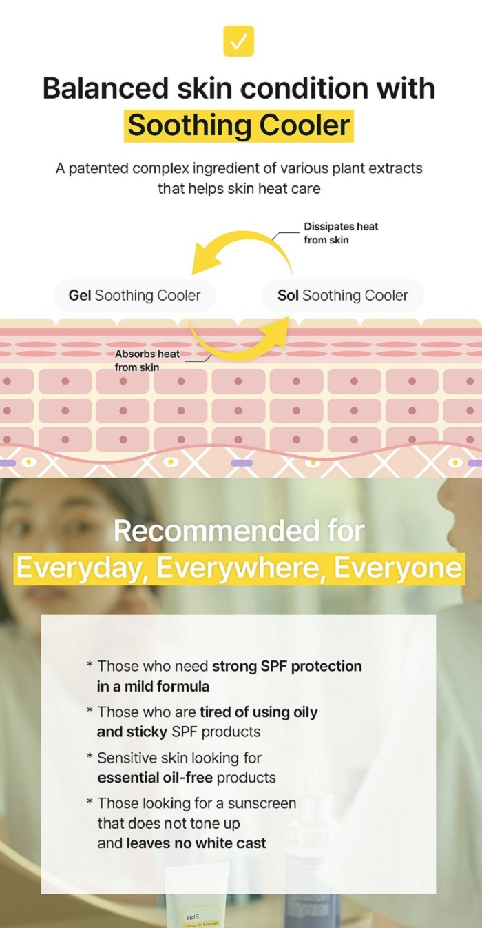 [Klairs] Non-sticky, Non-greasy Sunscreen All Day Cover Airy Sunscreen ...