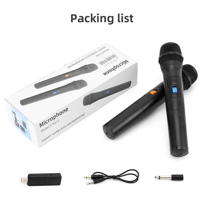 VHF Wireless Microphone System Kits USB Receiver Handheld Karaoke ...
