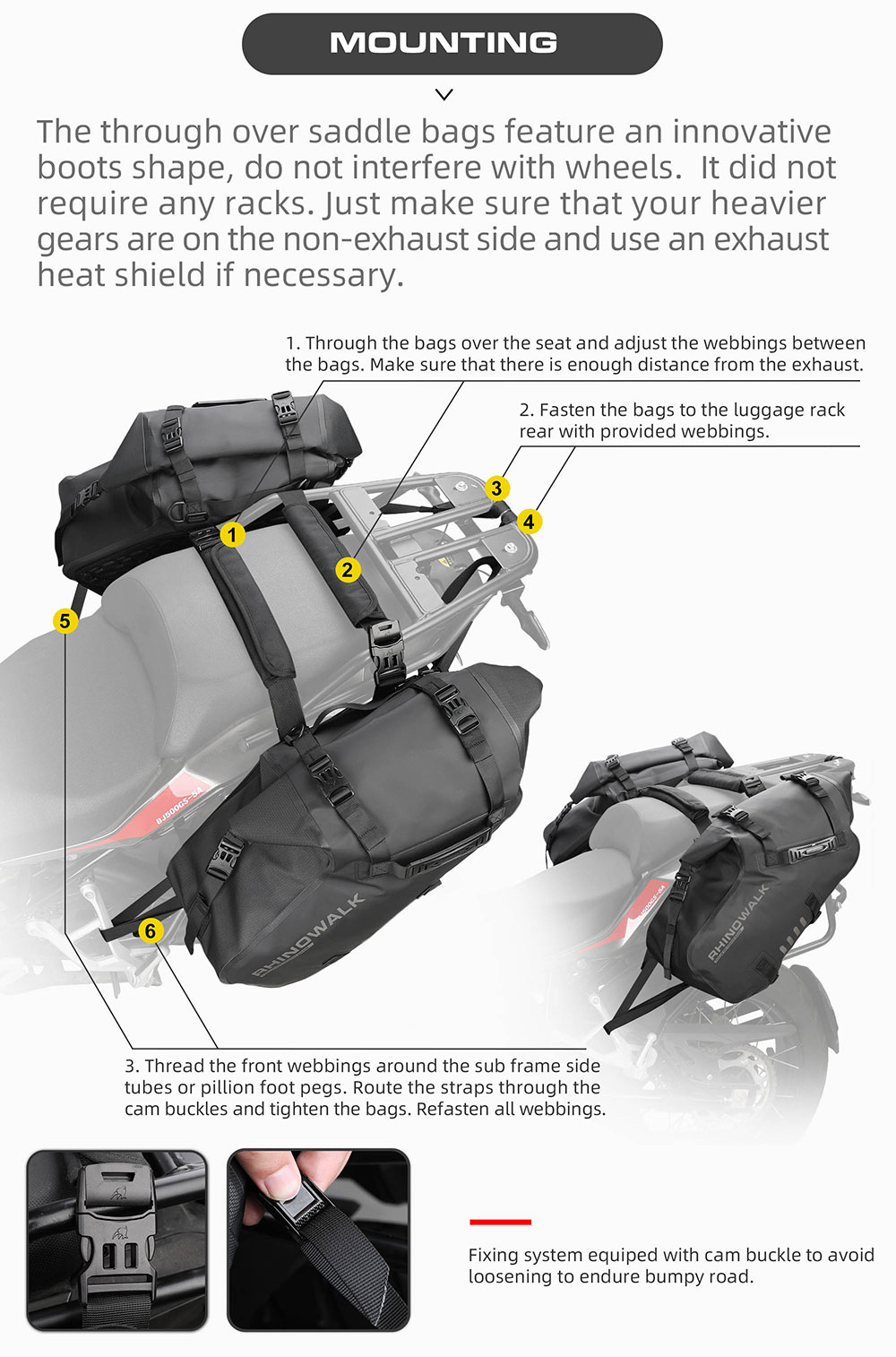 Rhinowalk M-XL Fully Waterproof Motorcycle Double Side Bag saddle bag ...