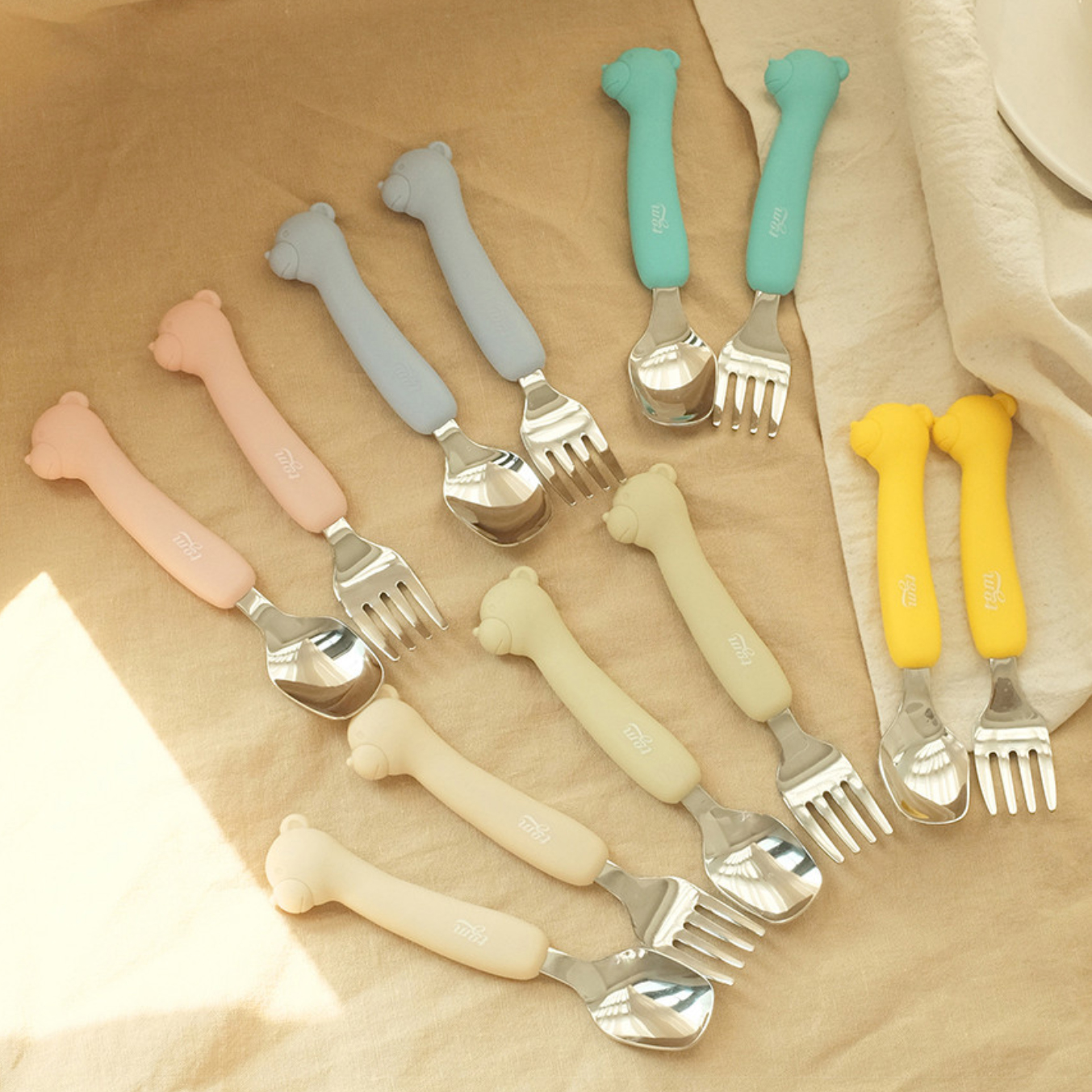 TGM - Teddy Silicone Stainless Spoon Fork Set(Case Included) / Baby ...