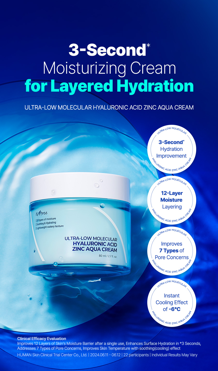 Isntree Ultra-Low Molecular Hyaluronic Acid Zinc Aqua Cream 30ml | 80ml ...