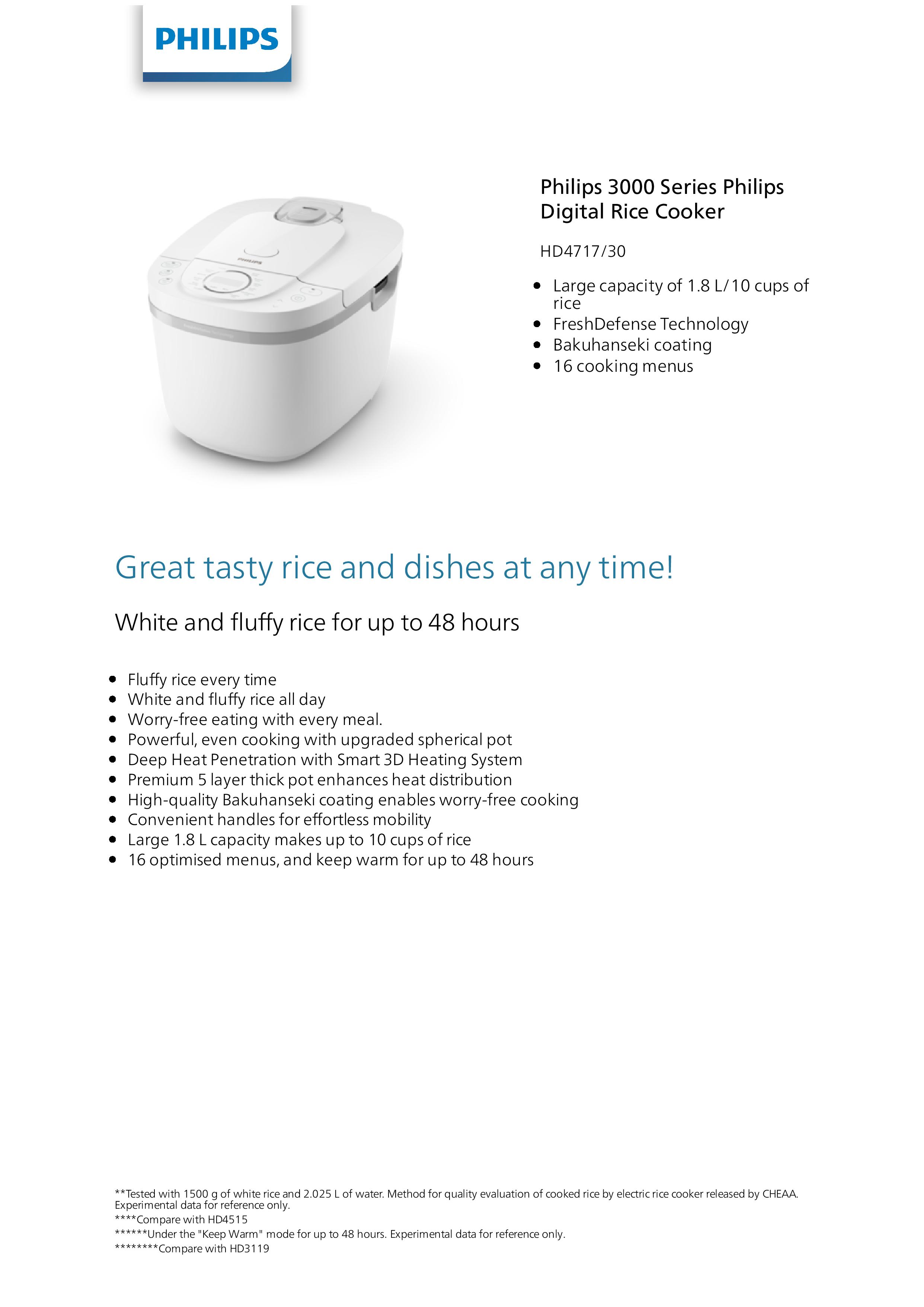 Philips HD4717/30 3000 Series Digital Rice Cooker 1.8L | Shopee Philippines