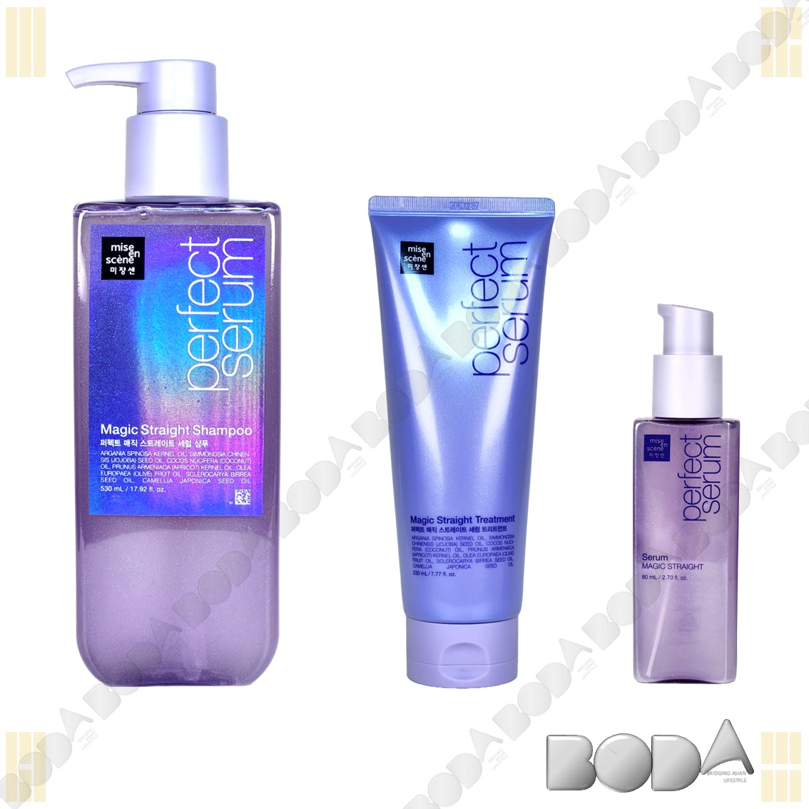 Mise-En-Scene Perfect Serum Magic Straight Shampoo, Treatment, Serum ...