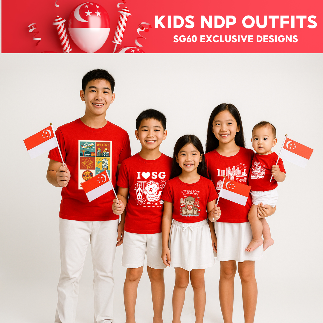 Kids National Day Outfits NDP 2025 I Love Boy & Girl Red Top National ...
