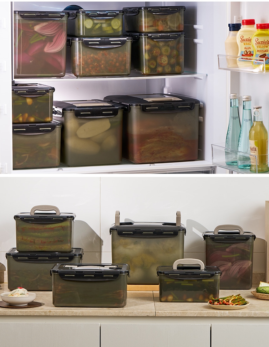 2PCS LocknLock New Kimchi Container Case 4.5L One Handle Khaki BPA Free ...