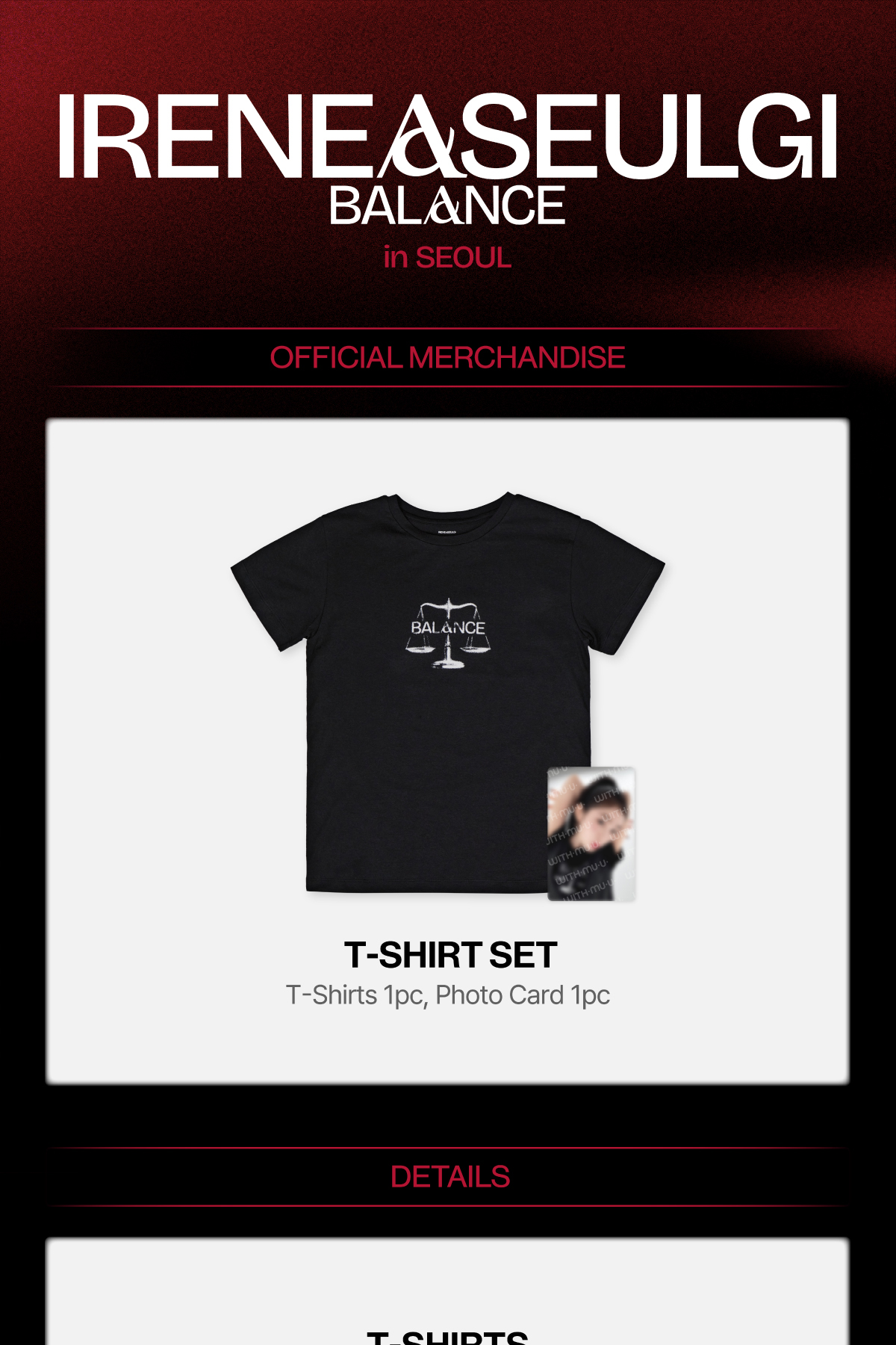 (T-SHIRT / NECKALCE / SHOULDER BAG) IRENE & SEULGI - CONCERT TOUR [BALANCE] OFFICIAL MD (20th ...