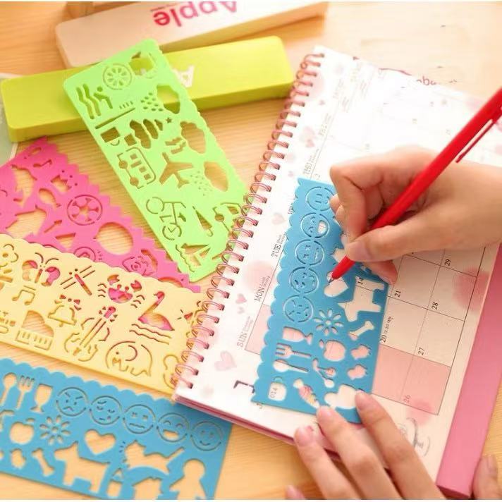 Stencil Drawing Ruler Children Art and Craft Ruler Animal Car template ...