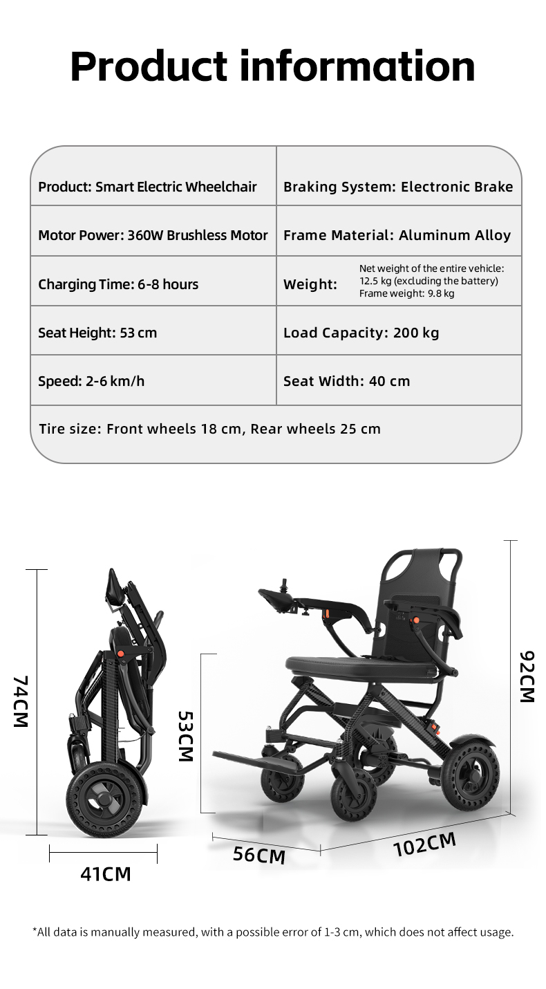 KANBEIO Lightweight Electric Wheelchair All-aluminium construction ...