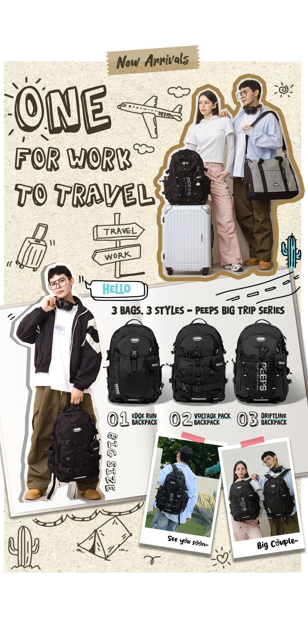 [PEEPS] Edge Run Backpack(Black) | Shopee Philippines