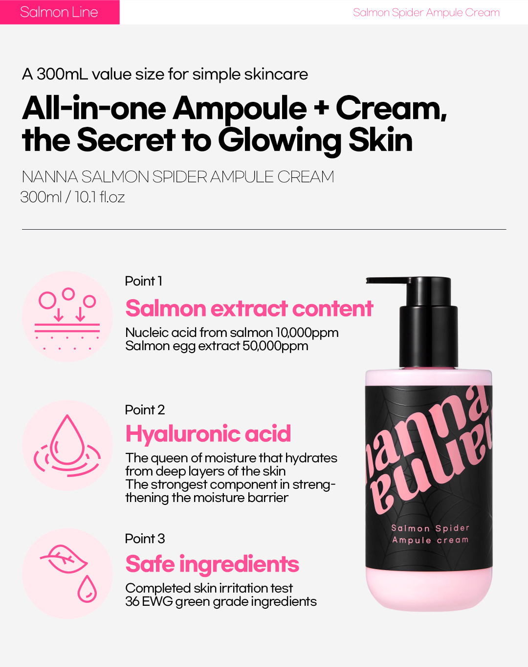 [ PDRN Combo ] Nanna Salmon Spider Ampule Cream 300ml + Salmon Collagen ...
