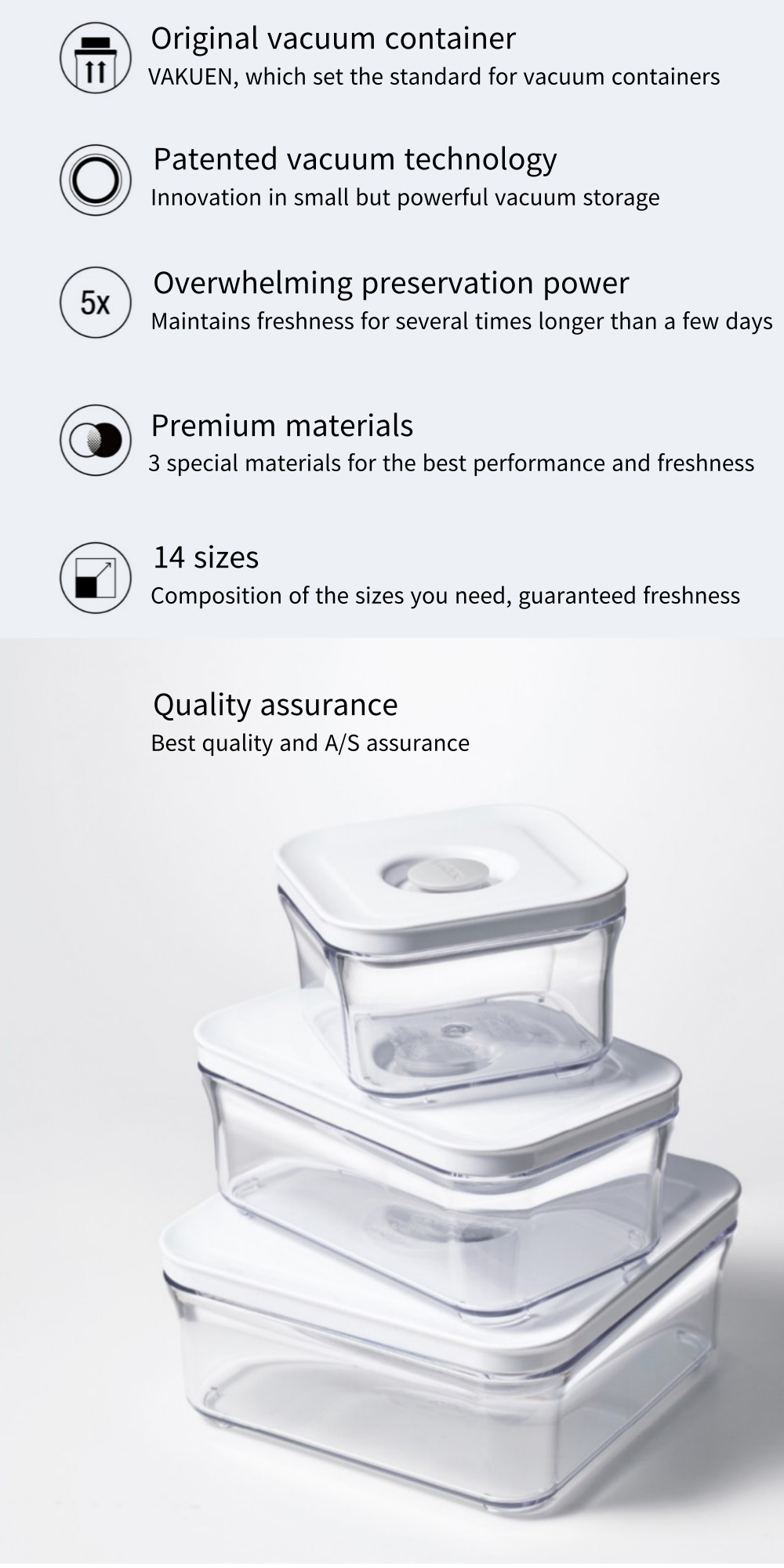 [VAKUEN] Vakuen Maha Basic 3-piece set premium vacuum food storage ...