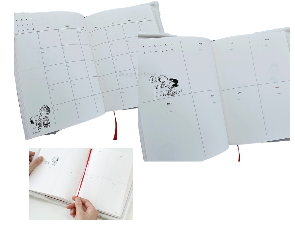 [SNOOPY] Peanuts Snoopy Fleece Cover Diary Planner Scheduler Monthly ...